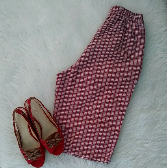 Real Comfort | Pants & Jumpsuits | Vintage Red An White Check Capris ...